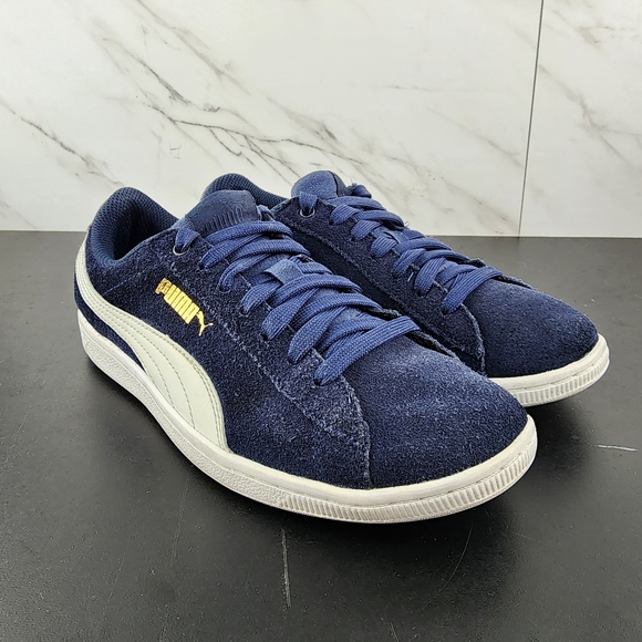 Puma | Shoes | Puma Vikky Blue Suede Sneakers | Poshmark